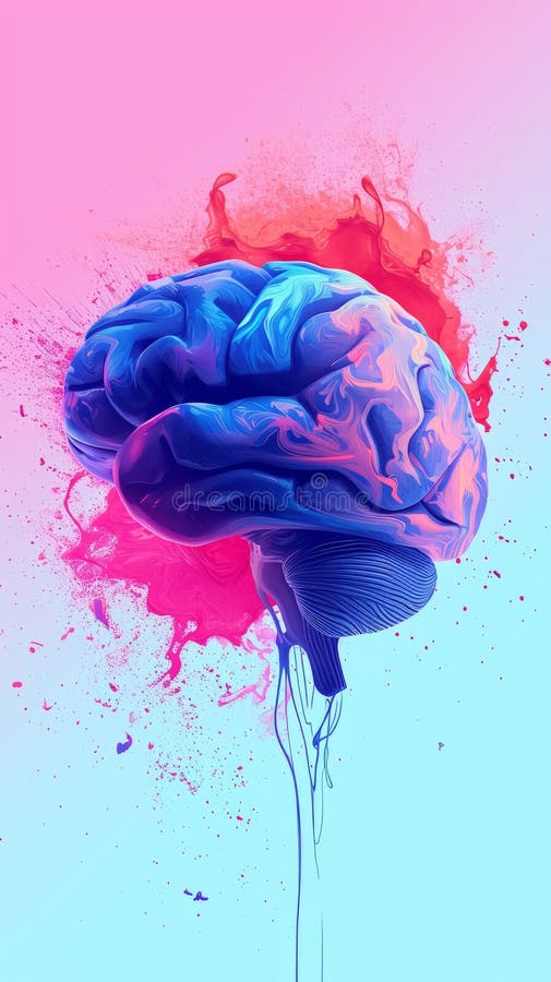 Blue and Pink Brain on Pink and Blue Background Stock Image - Image of ...