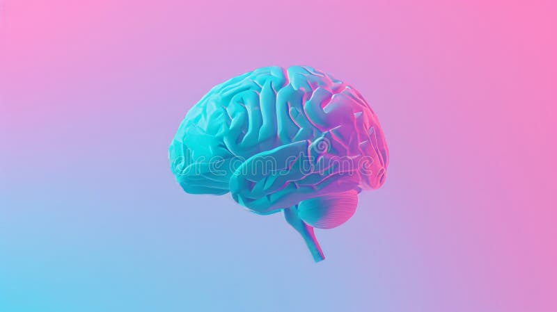 Blue and Pink Brain on Pink and Blue Background - Creative Conceptual ...