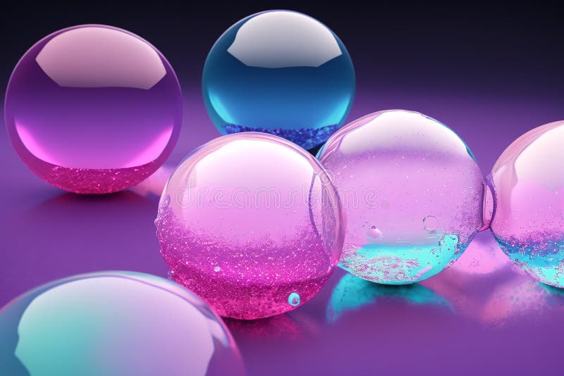 Blue and Pink Bubbles on a Purple Background, Generative AI Stock Photo ...