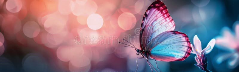 Blue and Pink Butterflies on a Smooth Surface in Soft Lighting Stock ...