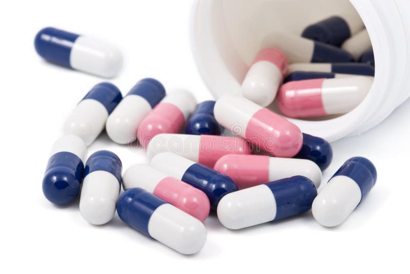 Blue and Pink Capsule Pills Stock Image - Image of health, hospital ...
