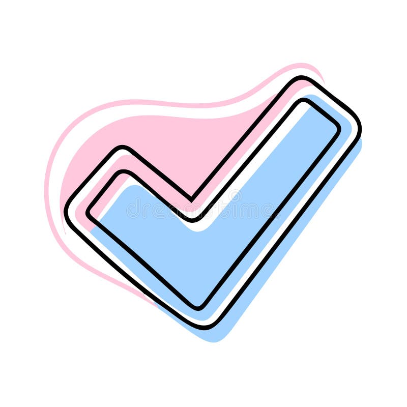 A Blue and Pink Check Mark with a White Background Stock Illustration ...