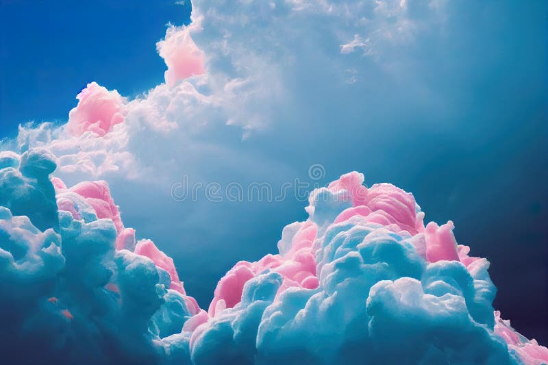 A Blue and Pink Cloud with a Blue Sky in the Background and a Pink ...