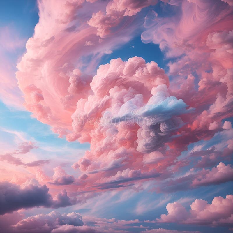 Blue and Pink Clouds in the Sky. Sky with Blue and Pink Cloudscape ...