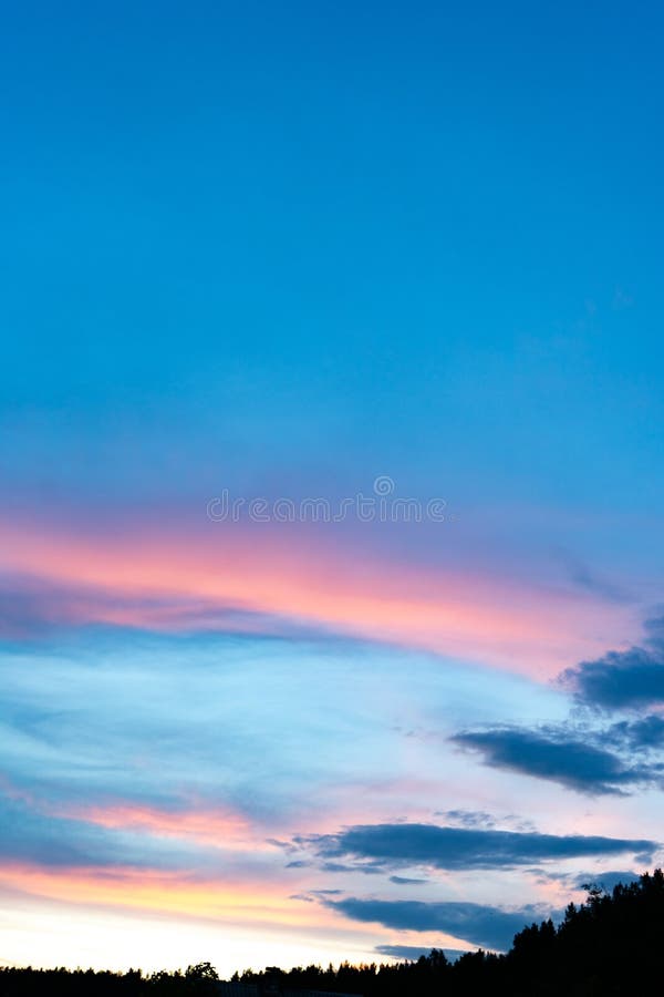 Blue and Pink Clouds at Sunset. Colorful Sky after Sunset Stock Image ...