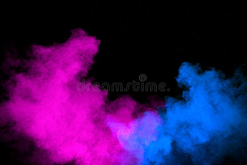 Blue Pink Color Powder Explosion on Black Background. Colored Dust ...