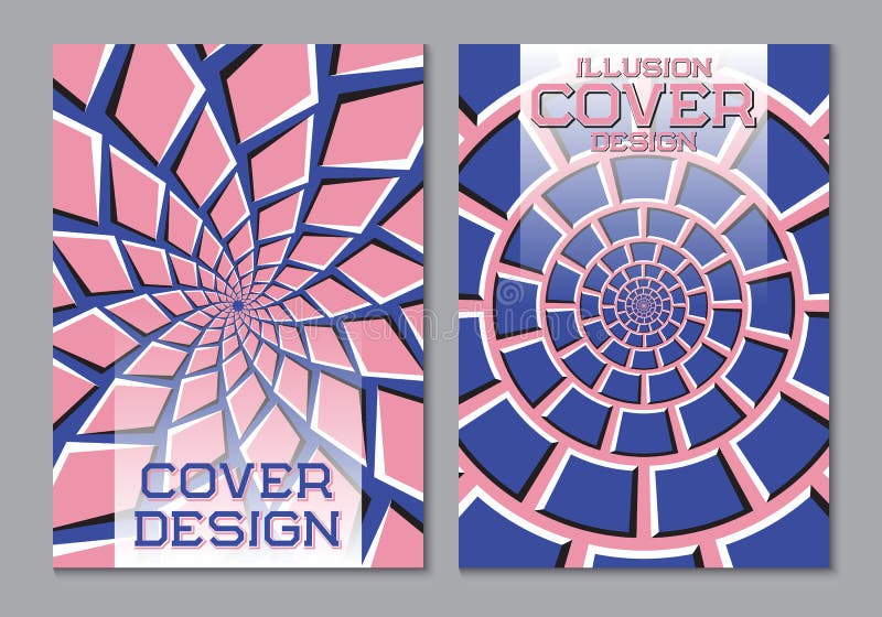 Blue Pink Color Scheme Book Cover Design Template with Optical Motion ...