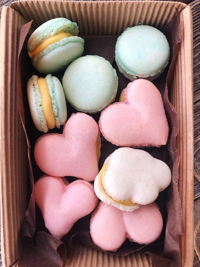 Blue and Pink Cookies in a Box Stock Image - Image of view, heart ...