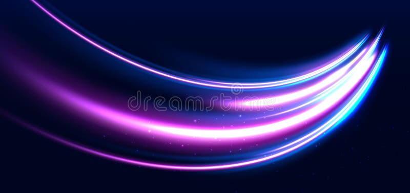 Blue and Pink Curved Rays Glowing on Dark Blue Background with Sparkle ...