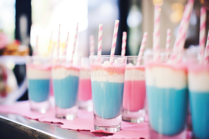 Blue and Pink Drinks Served at a Party Stock Image - Image of colorful ...