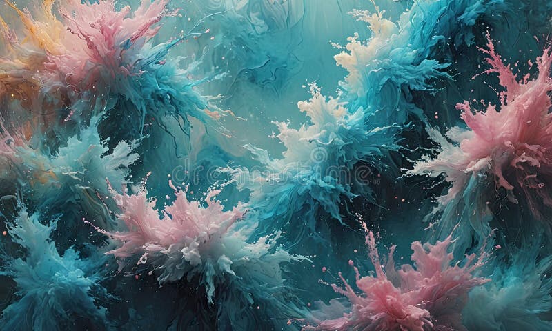 A Blue and Pink Explosion of Powdery Substance. Stock Illustration ...