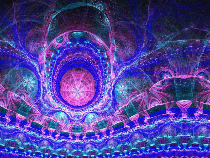 Blue and Pink Fractal Clockwork Stock Illustration - Illustration of ...