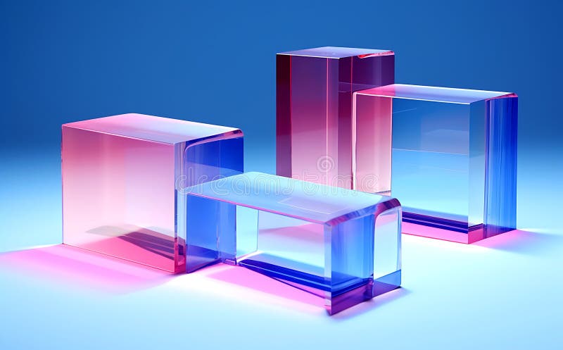 Blue and Pink Glass Blocks on a Blue Gradient. Calm in Forms Stock ...