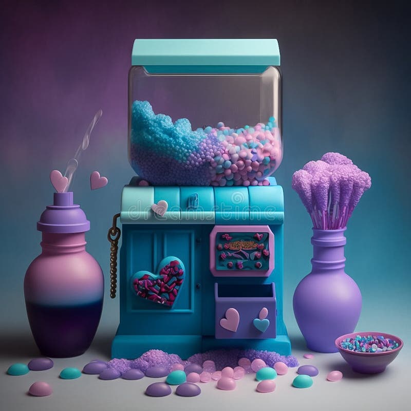 A Blue and Pink Heart Shaped Machine with a Sprinkle of Sugar on it ...