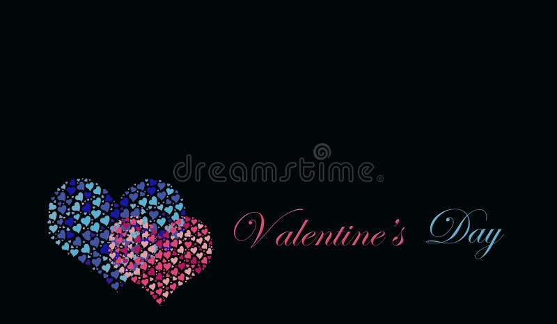 Blue and Pink Hearts Made of Decorative Tiny Hearts Placed on Black ...