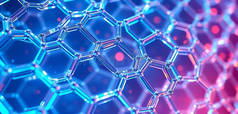 Blue and Pink Hexagonal Crystals Forming Network Stock Image - Image of ...