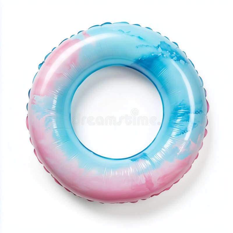 Blue and Pink Inflatable Pool Float in Circular Shape on White ...