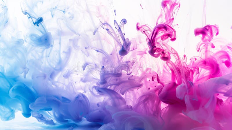 Blue and Pink Ink Spreading in Water Stock Illustration - Illustration ...