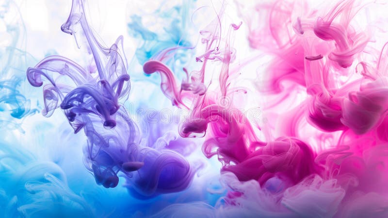 Blue and Pink Ink Swirling in Water Stock Illustration - Illustration ...