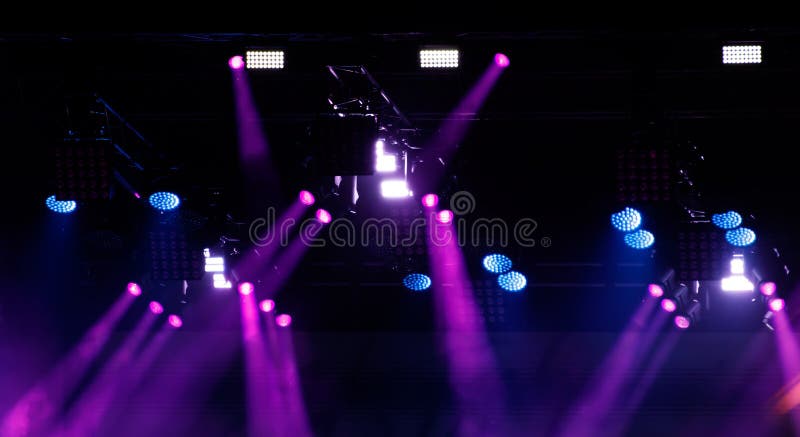 Blue Pink Lights on Stage. Background Stock Image - Image of design ...
