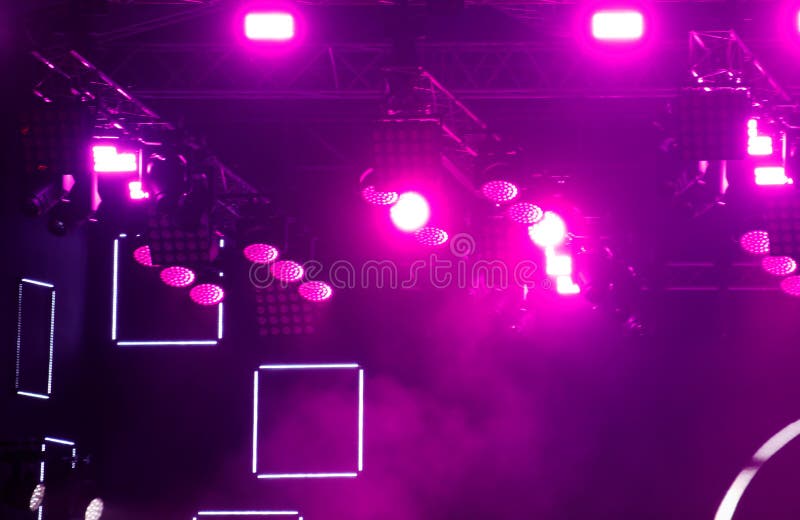 Blue Pink Lights on Stage. Background Stock Image - Image of scene ...