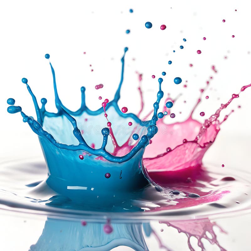 Blue and Pink Liquid Splatter Isolated on White Background Stock Photo ...