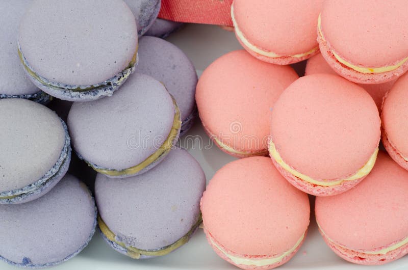 Blue and pink macarons stock photo. Image of food, flavored - 54620642