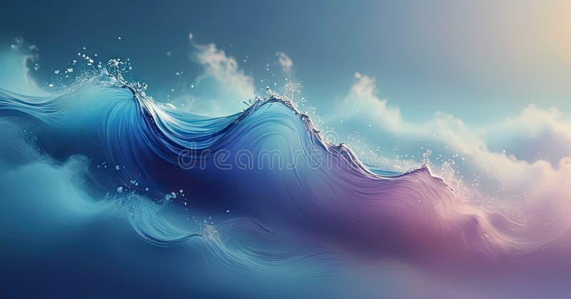 A Blue and Pink Ocean Wave is Shown in the Image. Stock Illustration ...