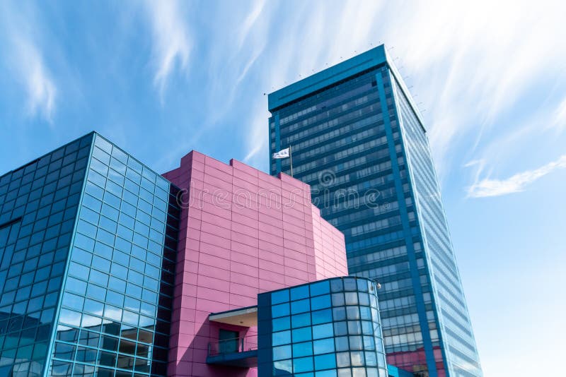 Blue and Pink Office Building AvtoVAZ Editorial Image - Image of europe ...