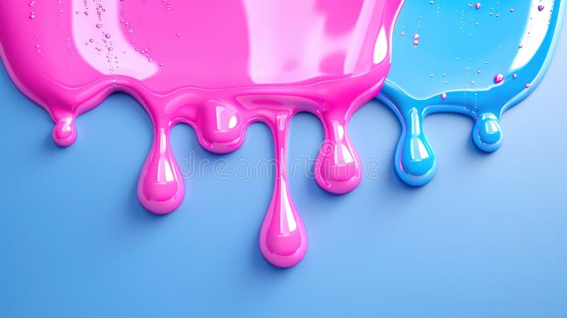 A Blue and a Pink Paint Drop Stand Out Against a Blue Backdrop Stock ...
