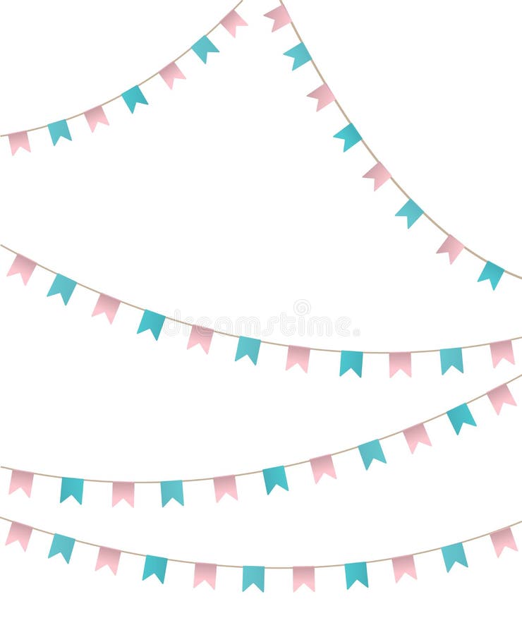 Blue Pastel Party Flag Set, Vector Illustration Stock Vector ...