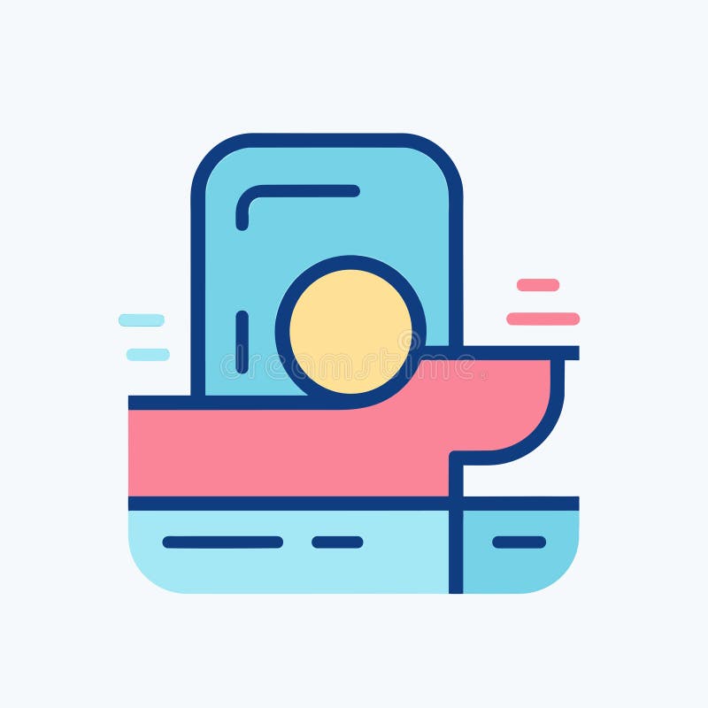 Vector of a Blue and Pink Phone with a Yellow Button Stock Vector ...