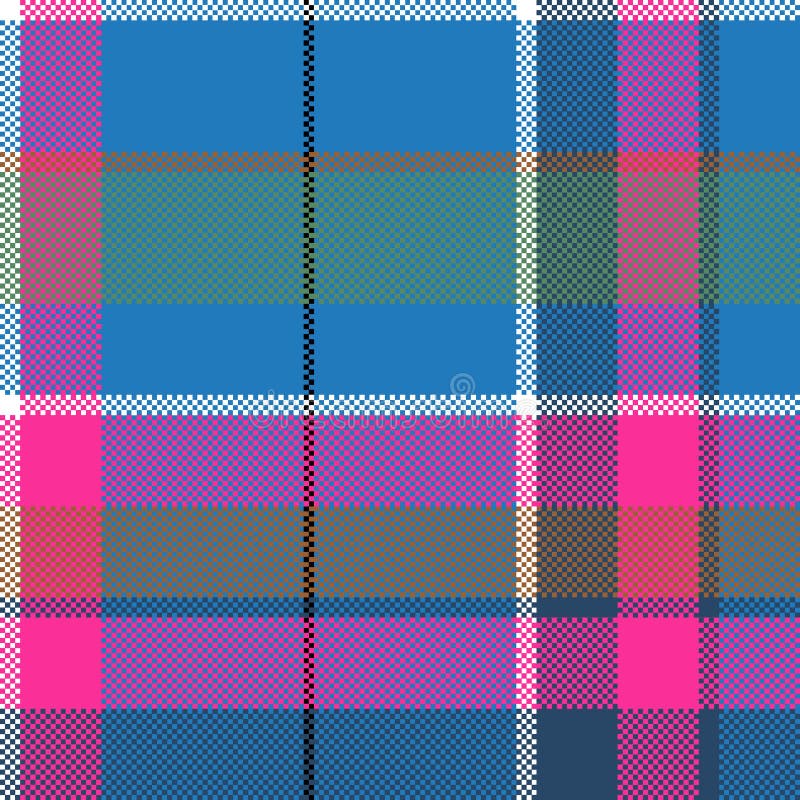 Blue Pink Check Plaid Pixel Seamless Pattern Stock Vector ...