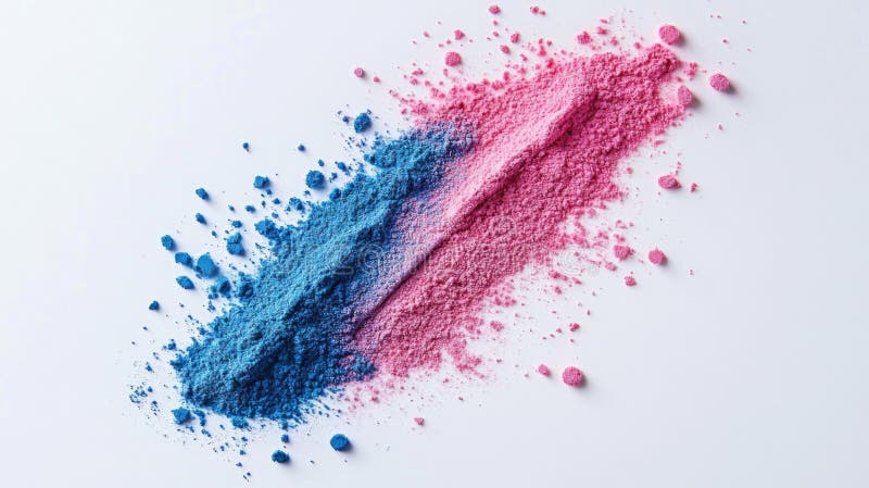 Blue and Pink Powder Spilled on White Background Stock Illustration ...