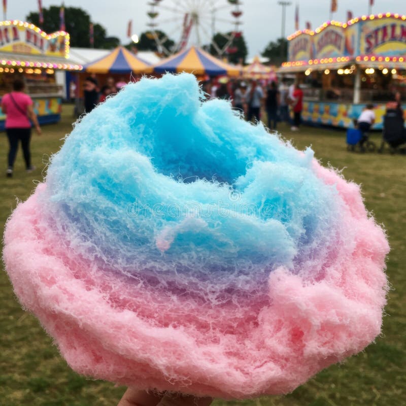 Blue Pink Purple Cotton Candy at a County Fair Stock Illustration ...