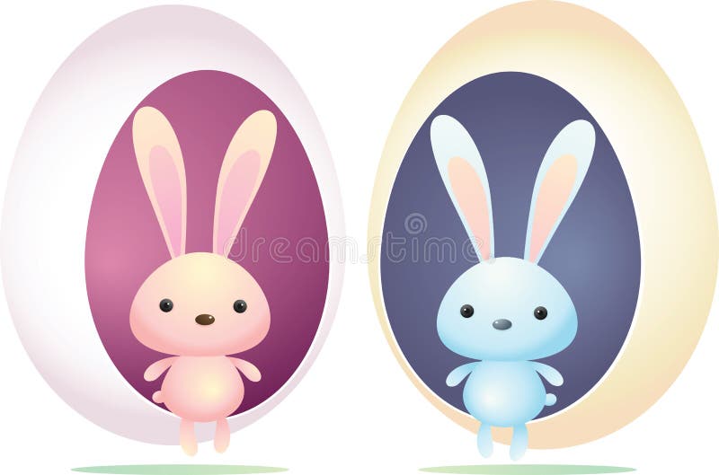 Blue and Pink Rabbit stock vector. Illustration of sitting - 8501549