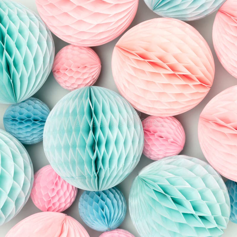 Blue and Pink Tissue Paper Balls Texture. Stock Photo - Image of event ...
