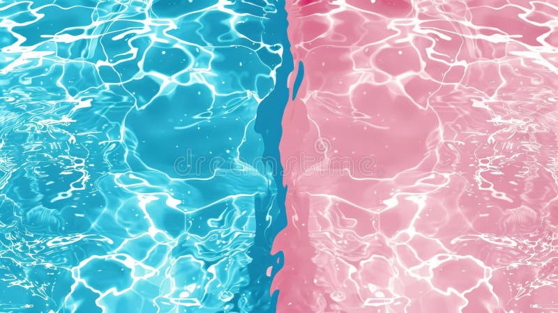 Blue and Pink Water Surface with Reflections, Vibrant Color Split ...
