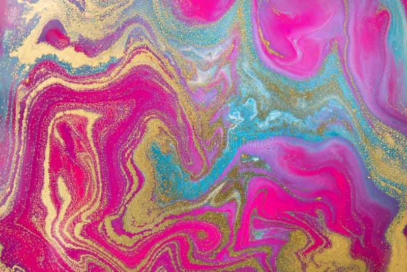 Blue and Pink Bright Wave Pattern with Layers of Gold Sequins. Stock ...