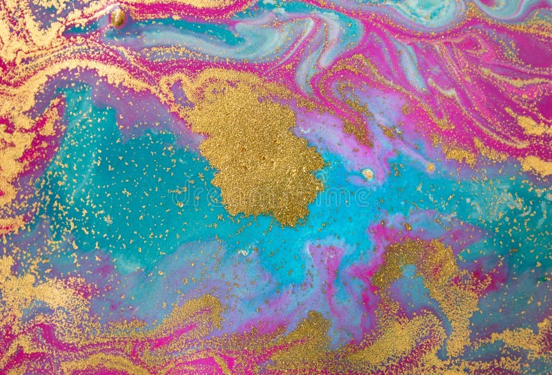 Blue and Pink Bright Wave Pattern with Layers of Gold Sequins. Stock ...