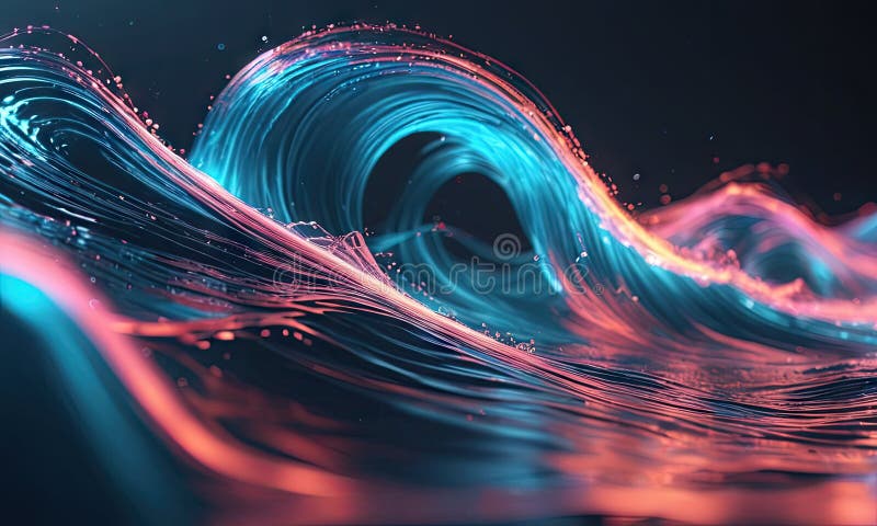 A Blue and Pink Wave is Shown in the Image. Stock Illustration ...