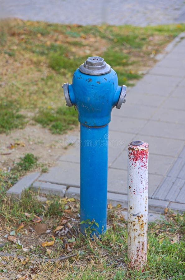 Blue Fire Hydrant stock photo. Image of serbia, water - 299058980