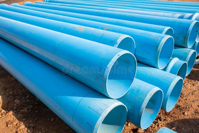 Blue Pipes Construction stock photo. Image of sites, sewerage - 96112760
