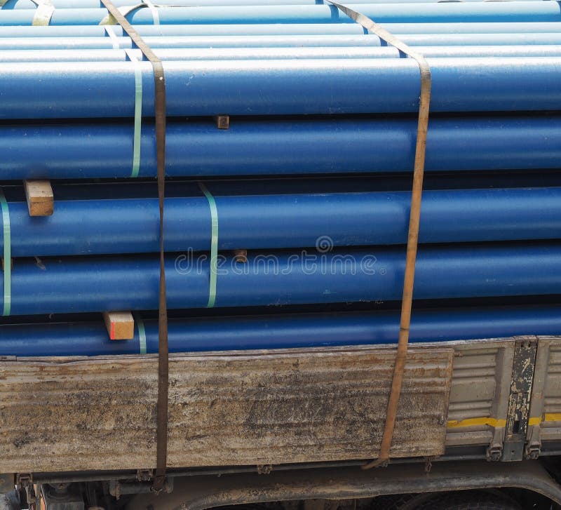 Blue pipes on lorry stock image. Image of large, truck - 117140283