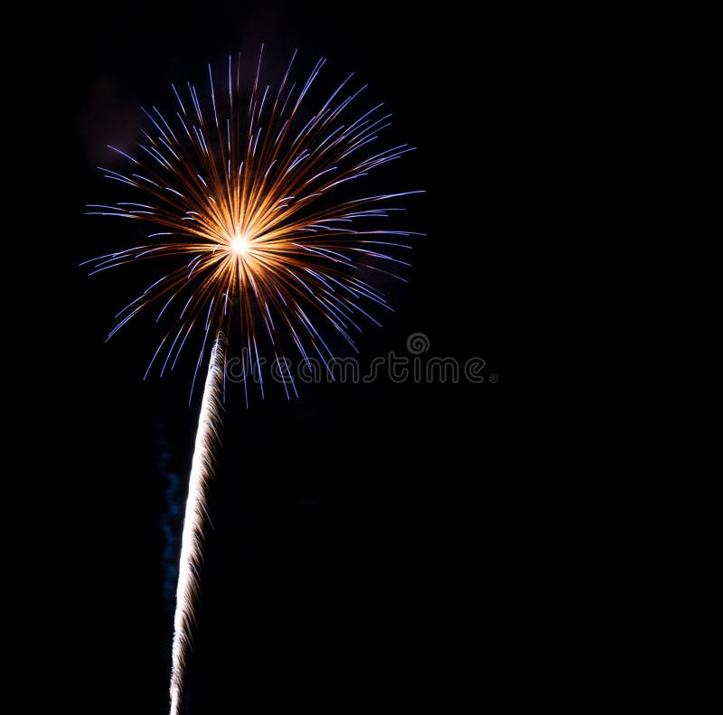 Blue Pistil Firework Exploding in the Night Sky Stock Image - Image of ...