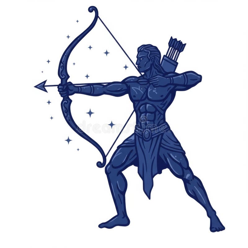 Blue Pixel Art Archer with Bow and Arrow Stock Illustration ...