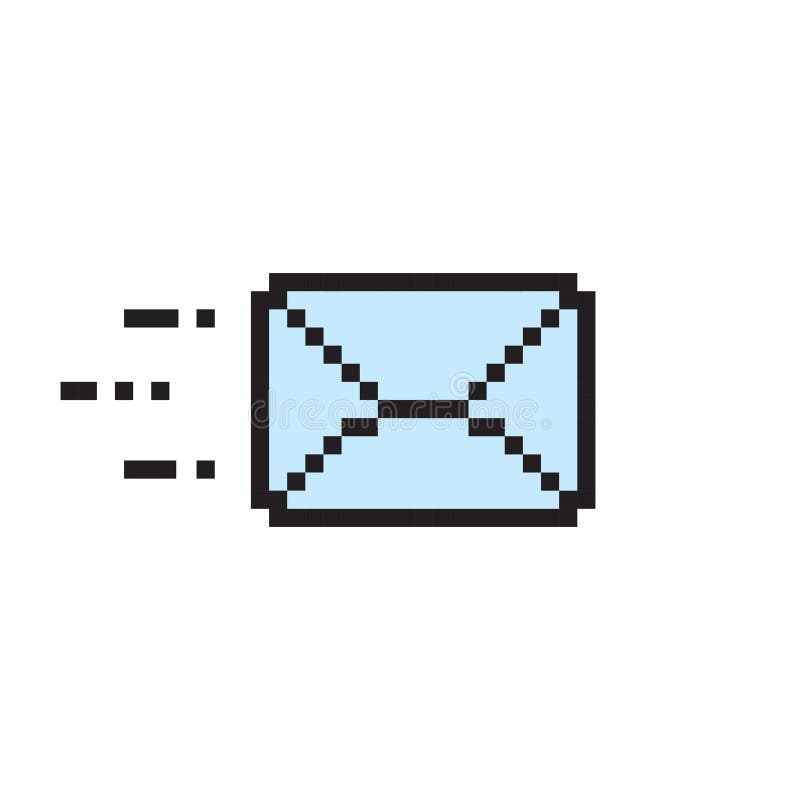 Blue Pixel Envelope. Fast Mail Icon. Retro Message Sign. Vector Mailing ...