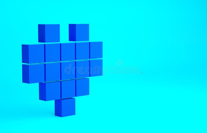 Blue Pixel Hearts for Game Icon Isolated on Blue Background. Minimalism ...
