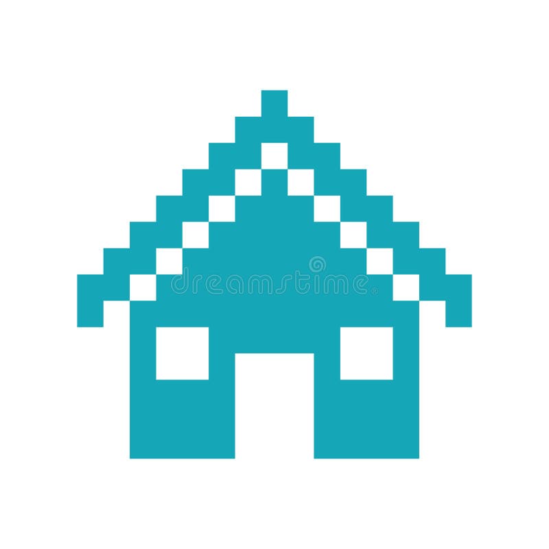 Blue pixel house icon stock vector. Illustration of modern - 79278927
