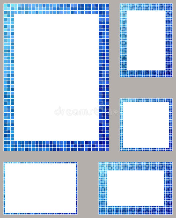 Blue Pixel Mosaic Page Border Frame Set Stock Vector - Illustration of ...